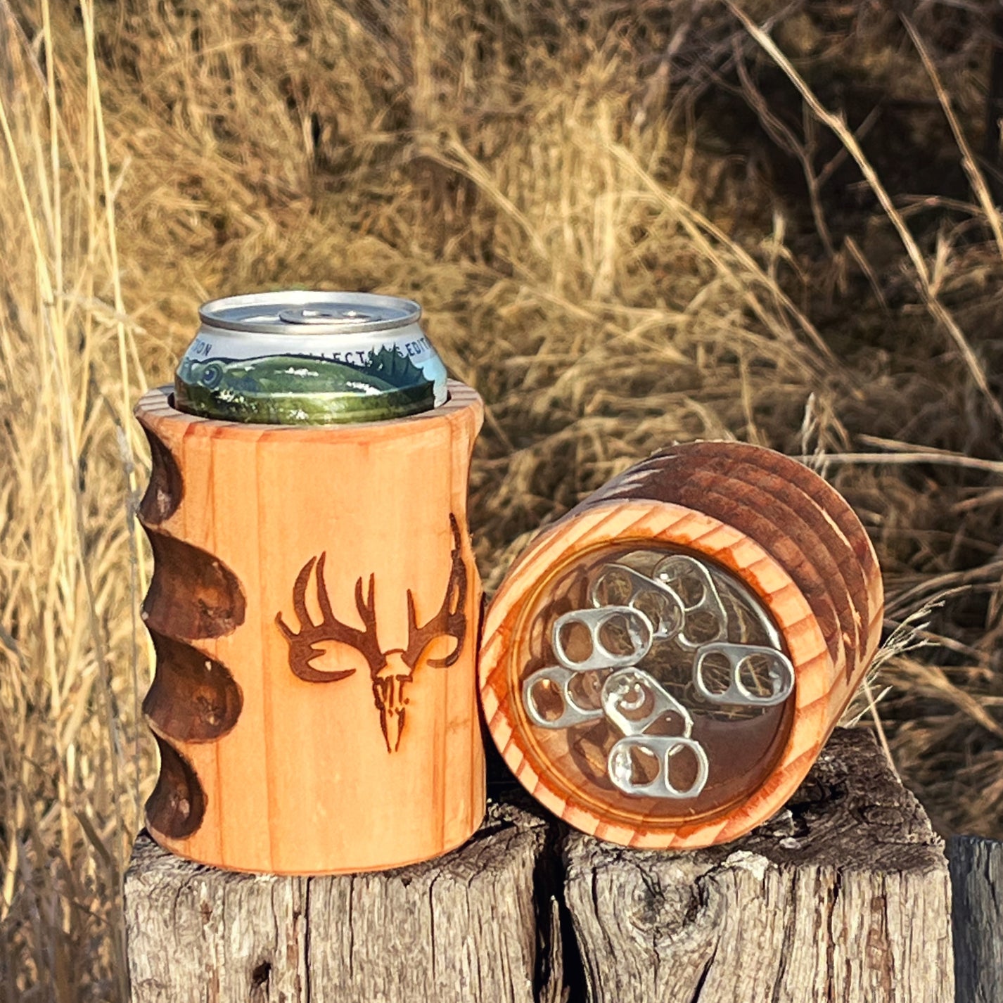 MT WHITETAIL BUCK WOODEN KOOZIE – Back Road Designs