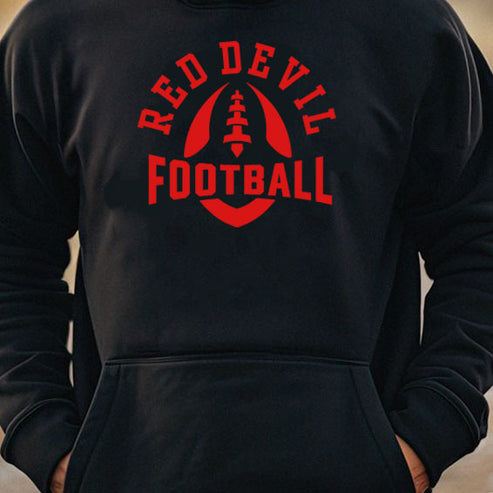 ADULT RED DEVIL FOOTBALL HOODIE -BLACK – Back Road Designs